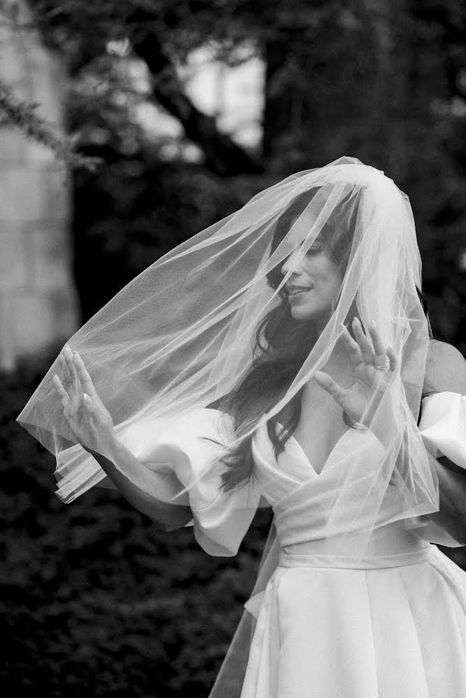 Simple Detachable Blusher Veil - Short Raw Edge Blusher for Over Bride ...