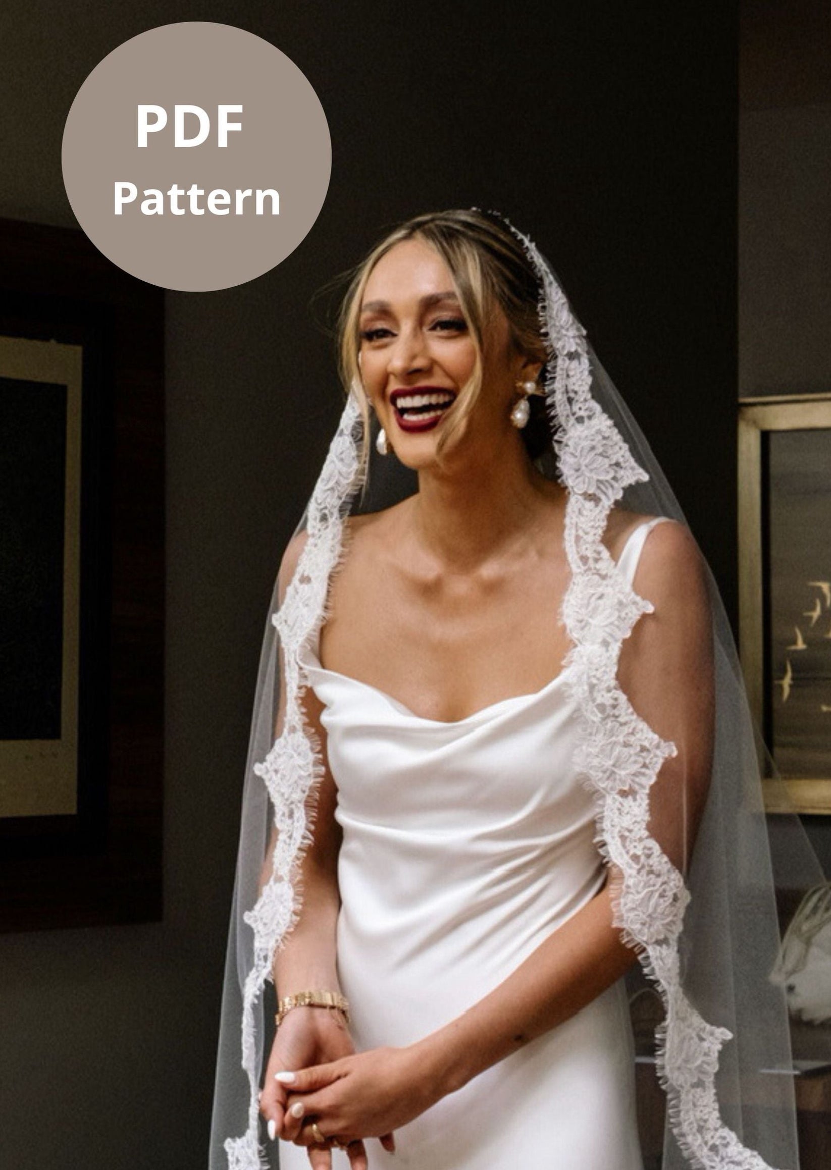 DIY Lace Mantilla Wedding Veil, Cathedral Length Pattern PDF Tutorial ...