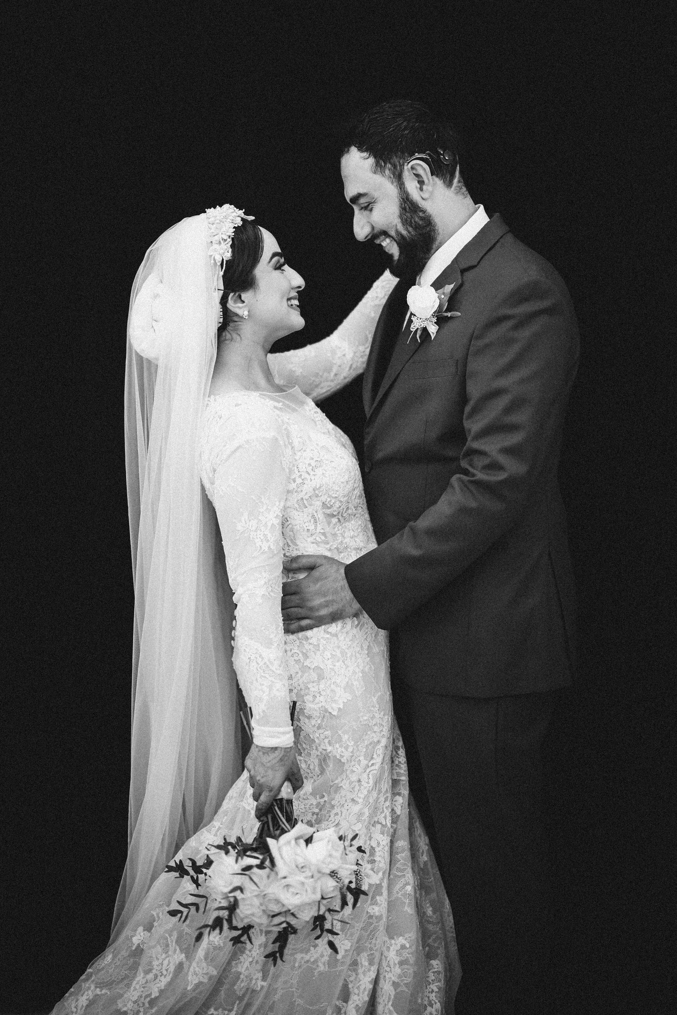 Pearl and Lace Headband Bridal Veil: Turban Headpiece – One Blushing ...