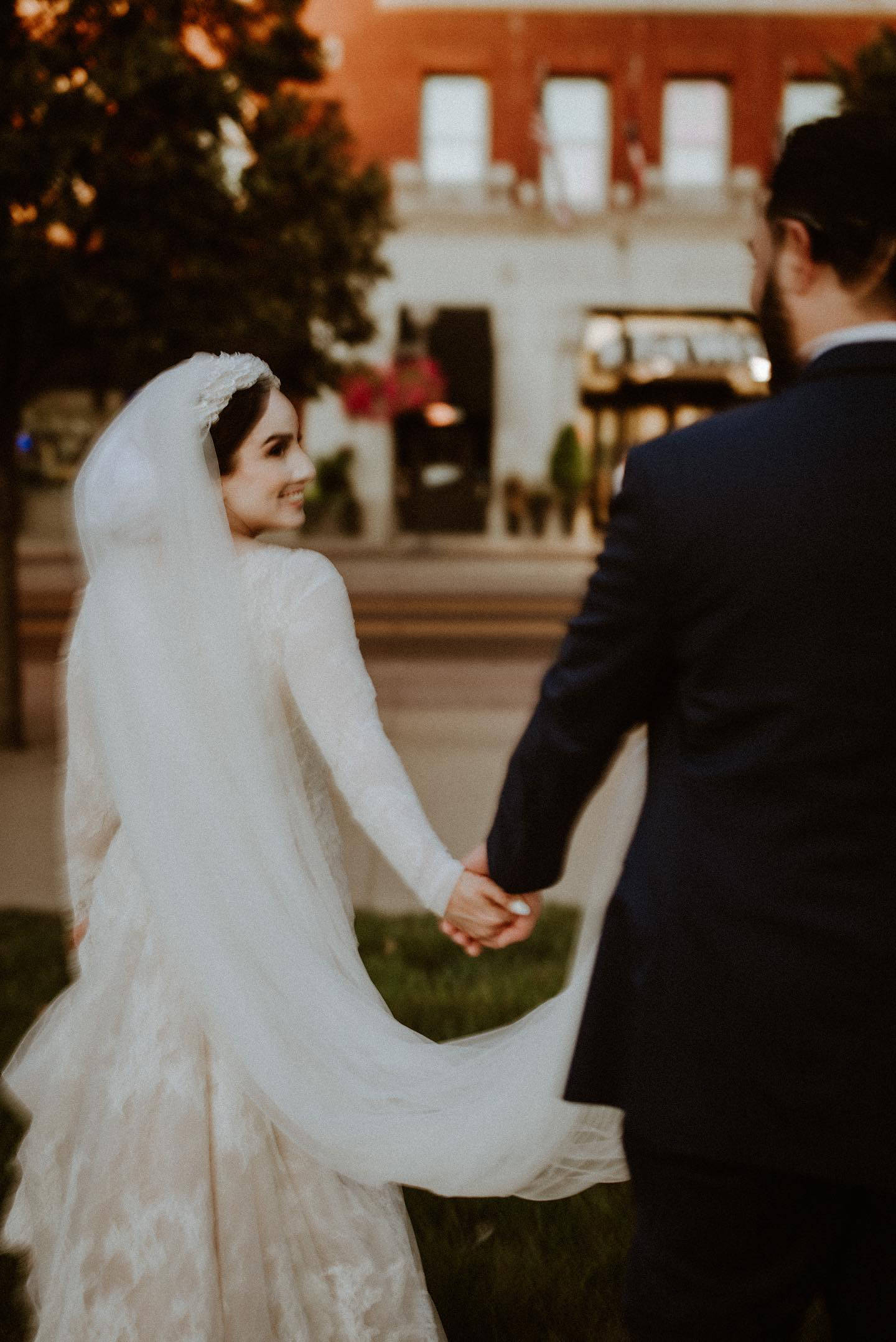 Pearl and Lace Headband Bridal Veil: Turban Headpiece – One Blushing ...