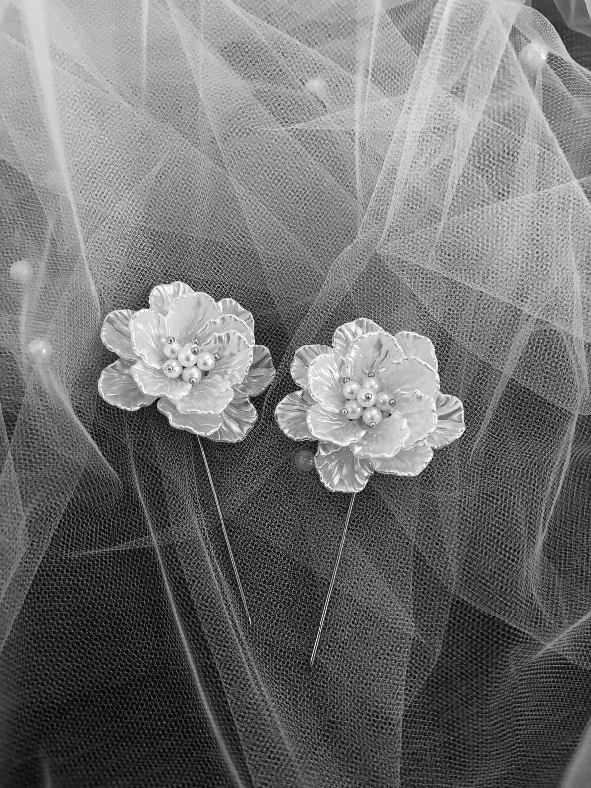 Pearl Bustle Pins for Wedding Veil or Dress, Beaded Set of 2 – One ...