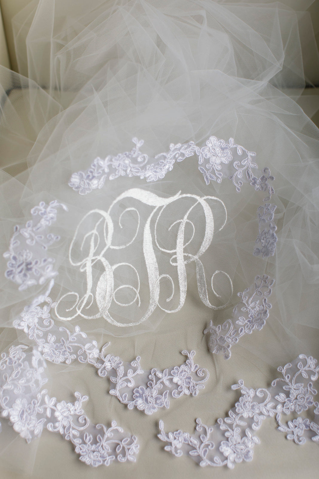 Custom Monogram Embroidered Wedding Veils with Words – One Blushing ...