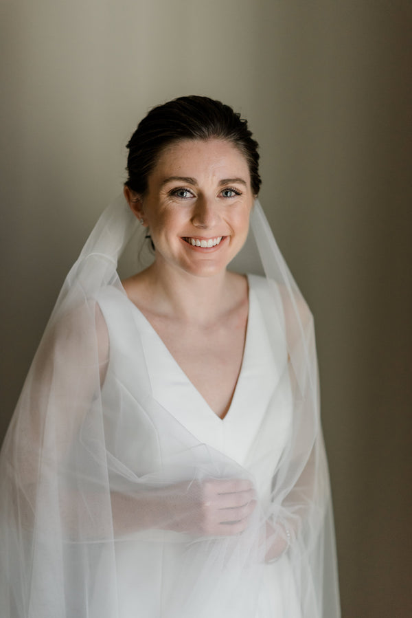 English Net Cathedral Wedding Veil, Single Tier Raw Edge Bridal Veil ...