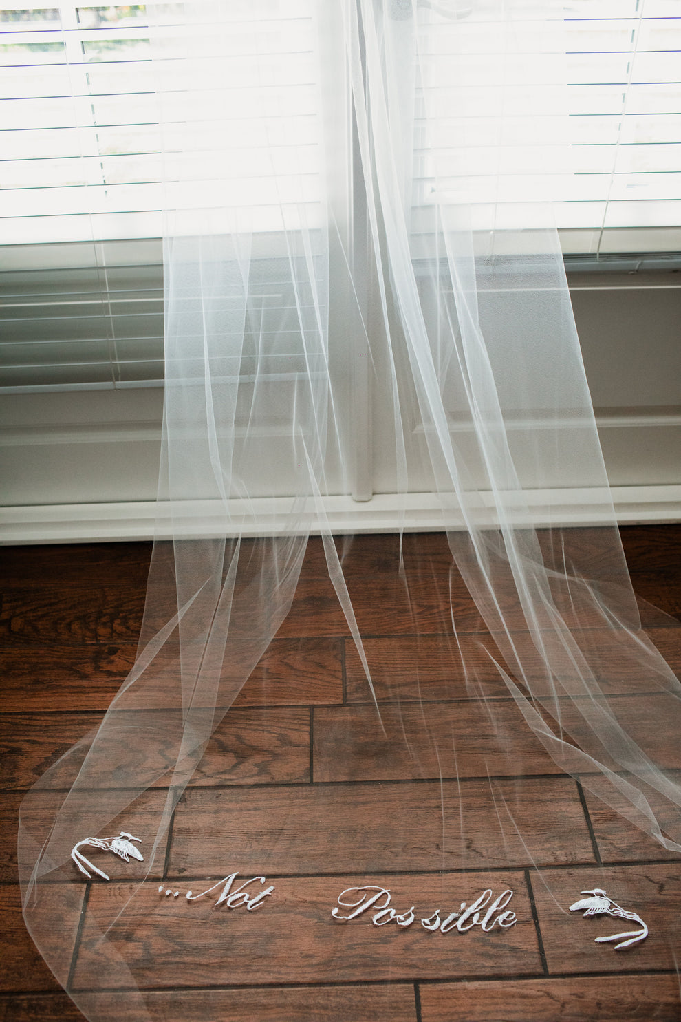 Custom Embroidered Phrase Cathedral Length Veil, Bespoke Lettering ...